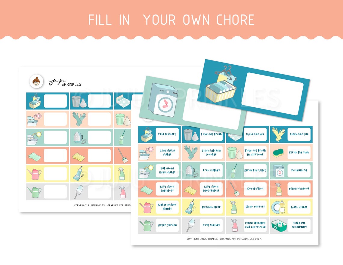 Printable Chore Chart, Printable Kids Chore Chart, Printable Cleaning ...