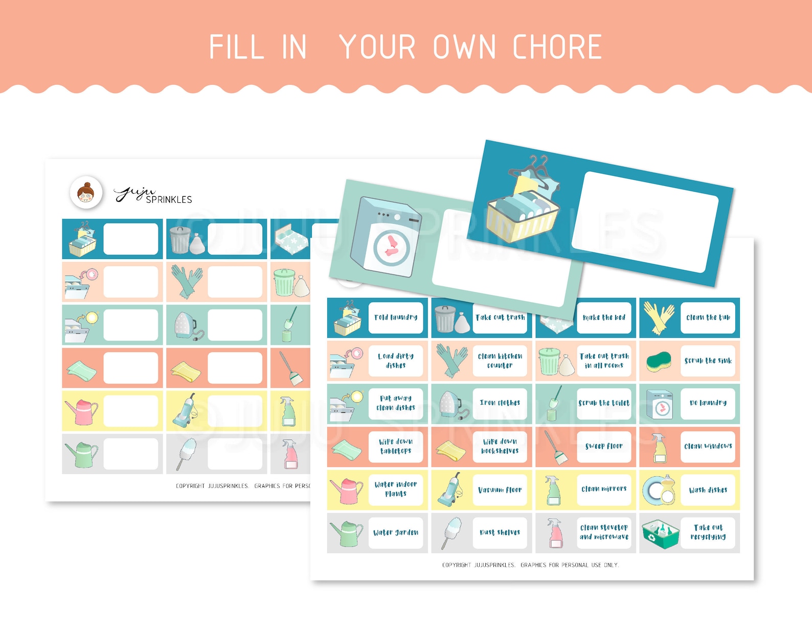 Printable Chore Chart, Printable Kids Chore Chart, Printable Cleaning ...