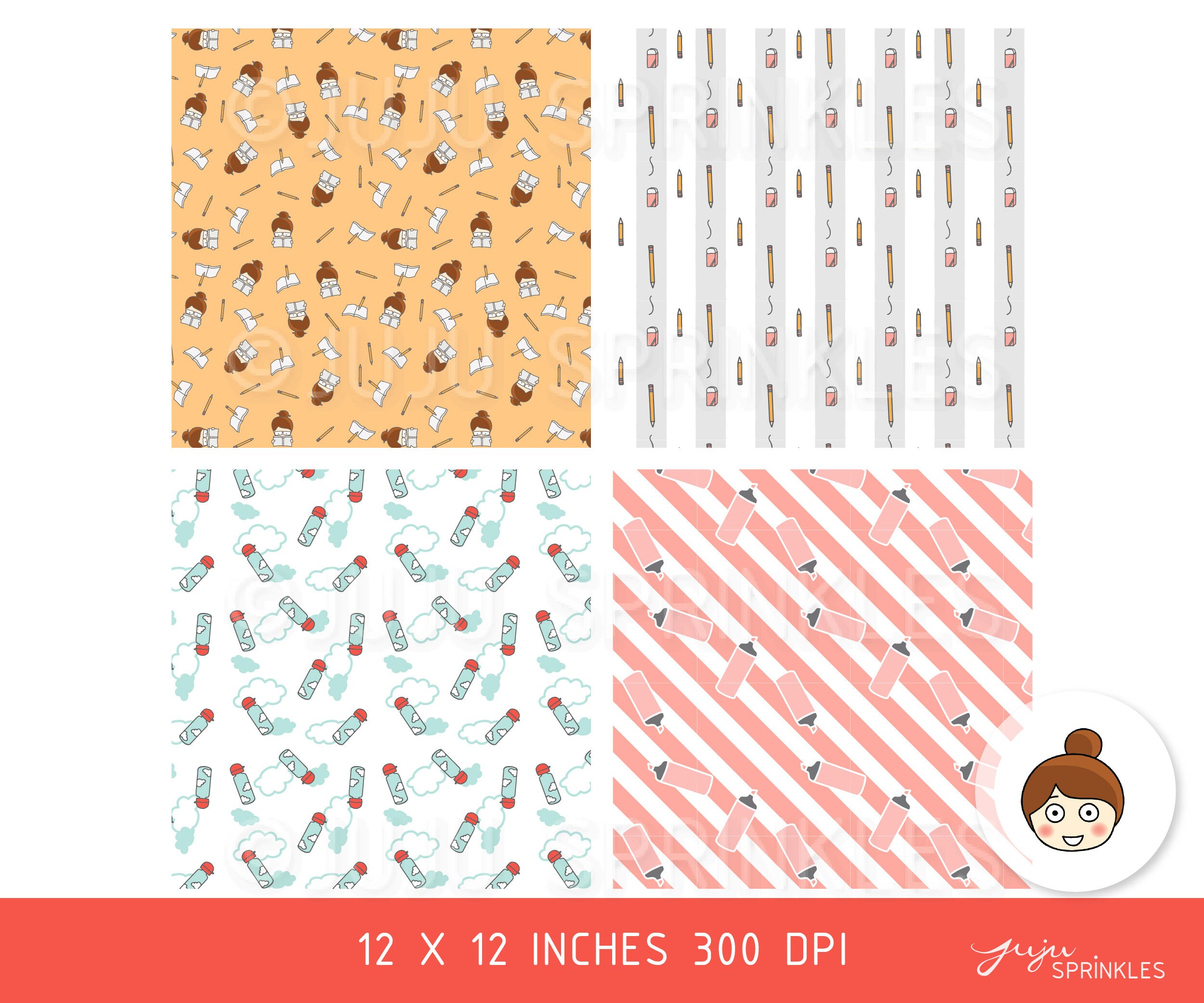 Back to School Digital Paper School Pattern Instant - Etsy