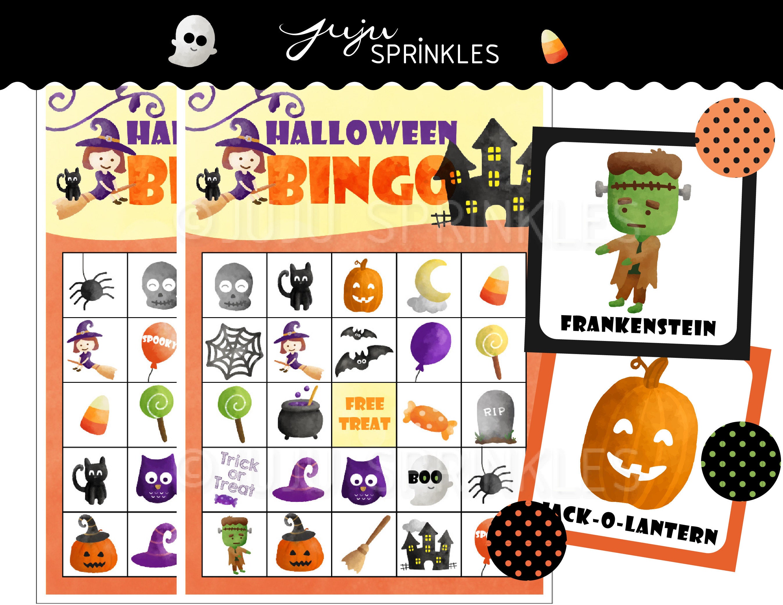 Halloween Bingo Cards Printable - Halloween Games - Halloween Party ...