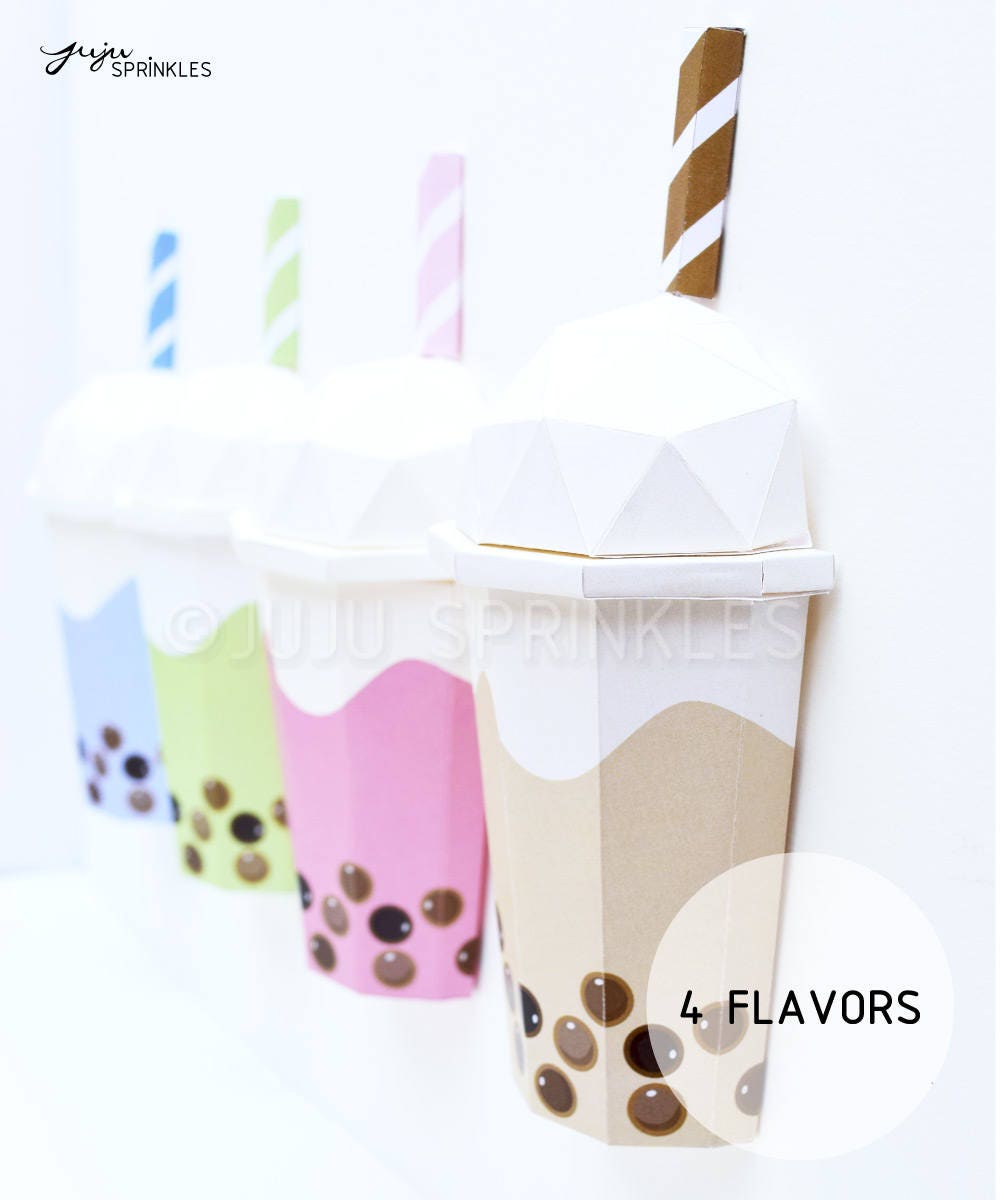 Bubble Tea Origami Bubble Tea Wall Art Boba Tea Paper 3D Template Boba ...