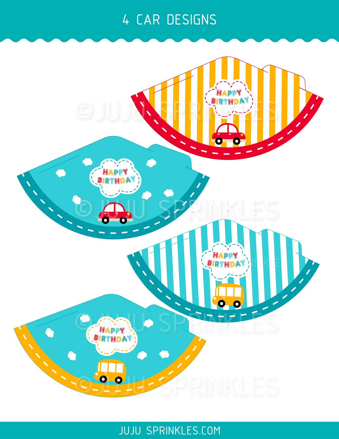 Transportation Birthday Party Hats, Car Party Hats, Mini Birthday Hats ...