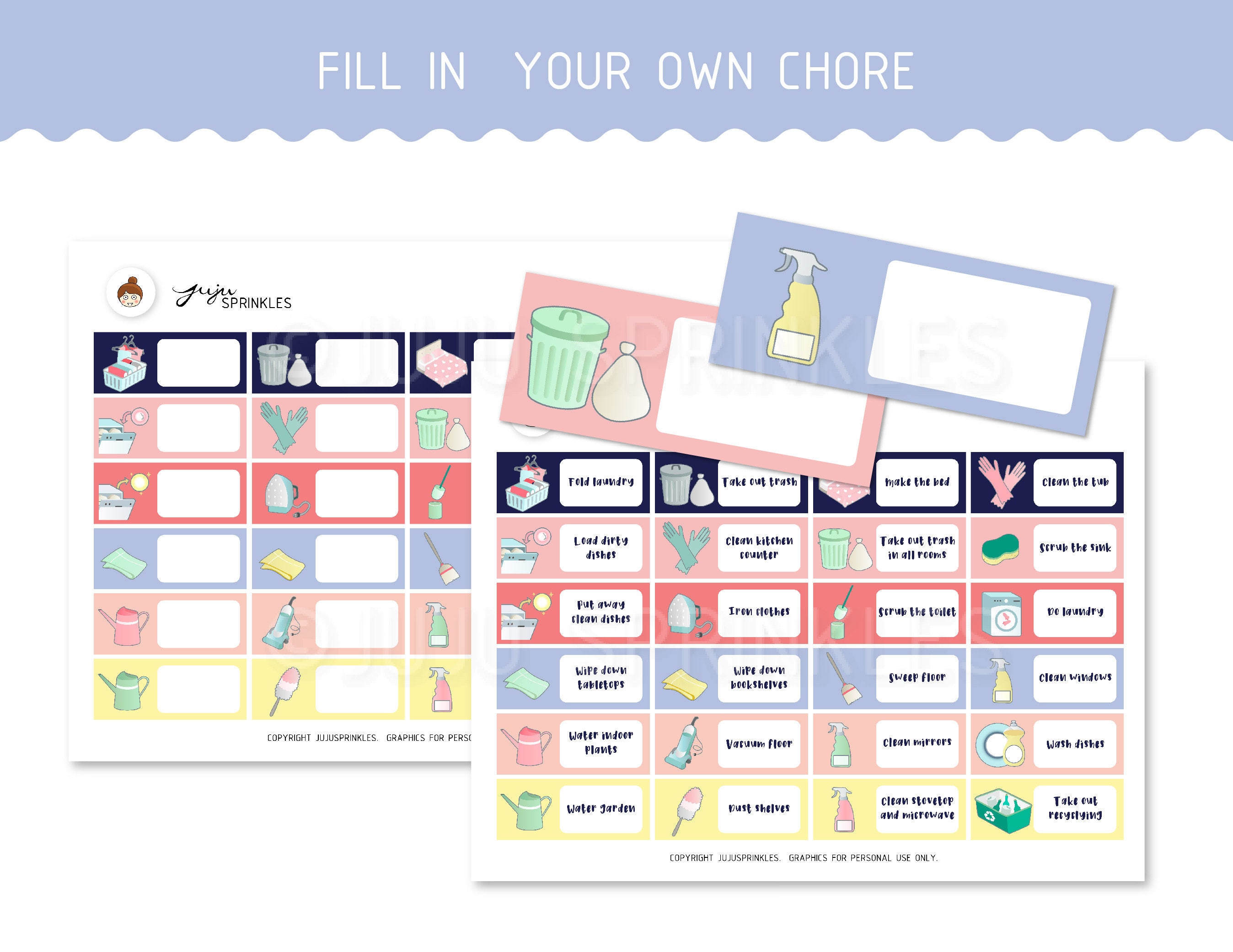 Printable Chore Chart, Printable Kids Chore Chart, Printable Cleaning ...