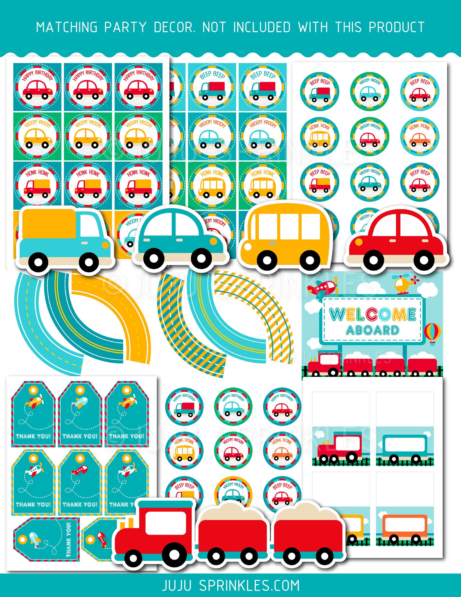 Transportation Birthday Party Hats, Car Party Hats, Mini Birthday Hats ...