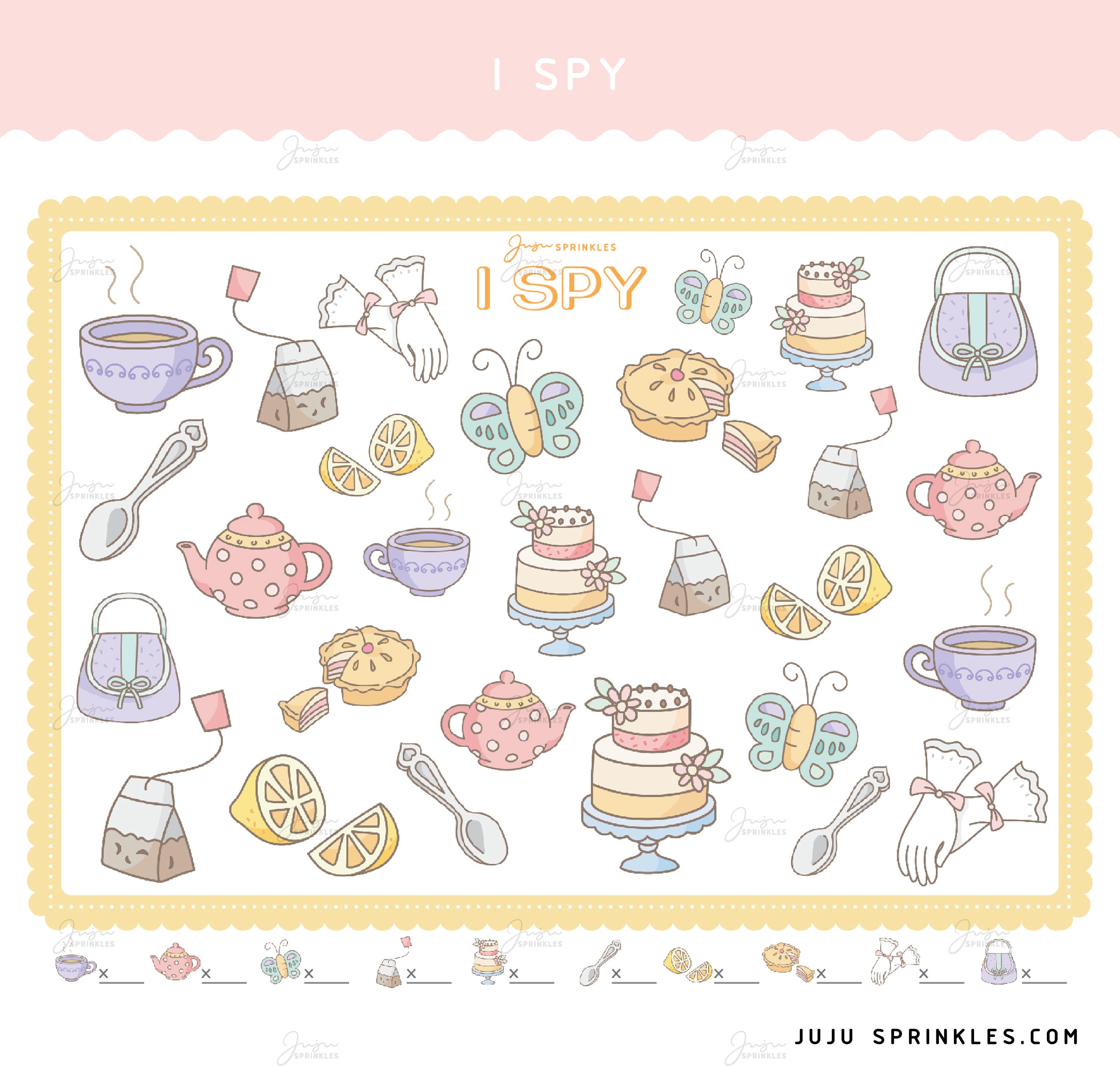 Tea Party Printable Game | Preschool Activities | Tea Party I Spy ...