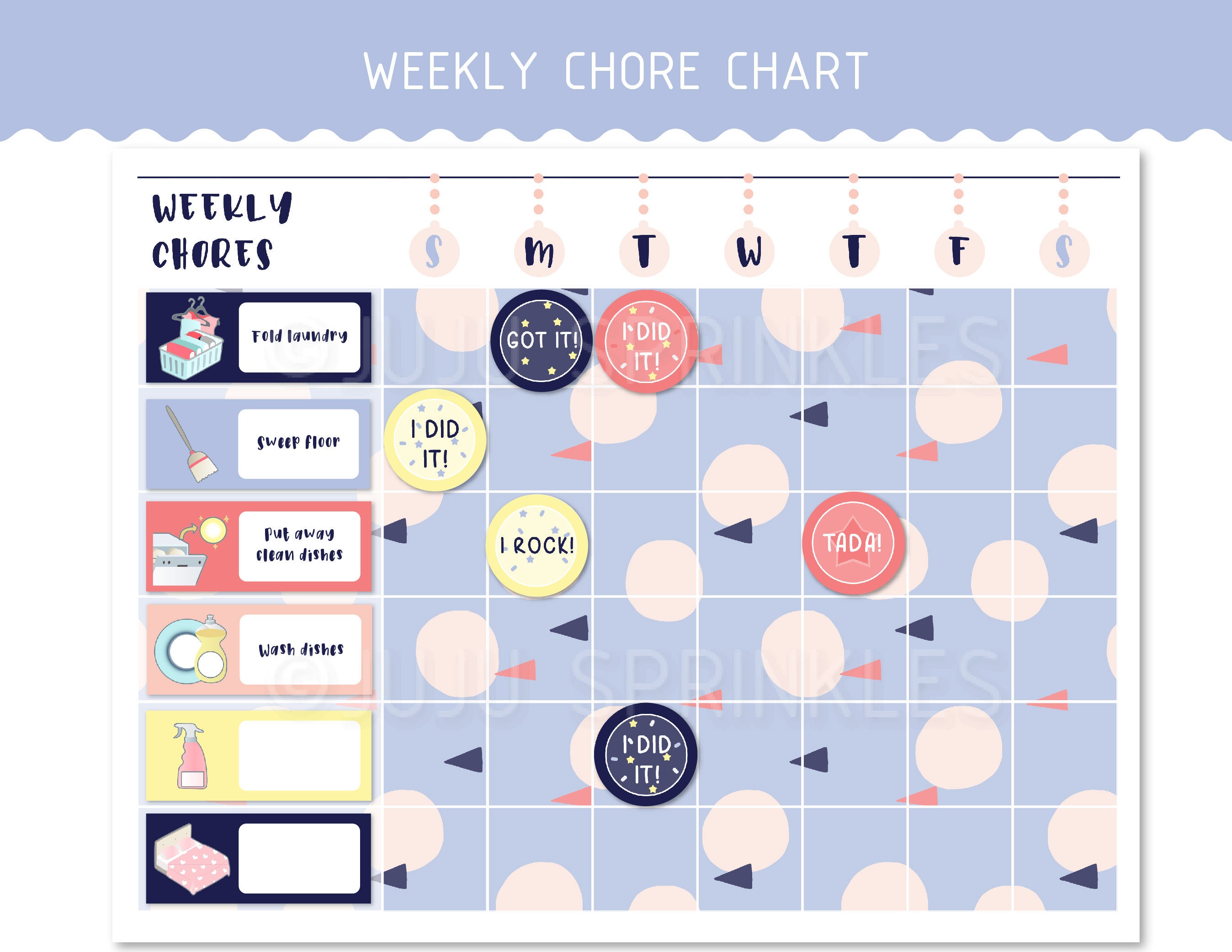 Printable Chore Chart, Printable Kids Chore Chart, Printable Cleaning ...