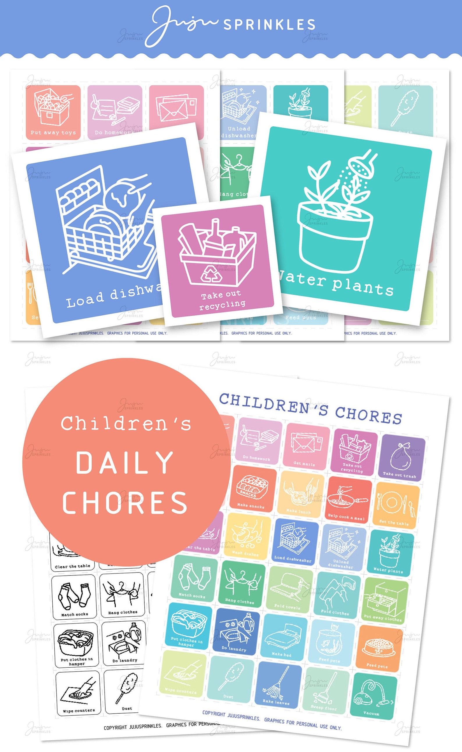 Kids Chore Chart Printable | Children Chore Labels | Chore Chart for ...