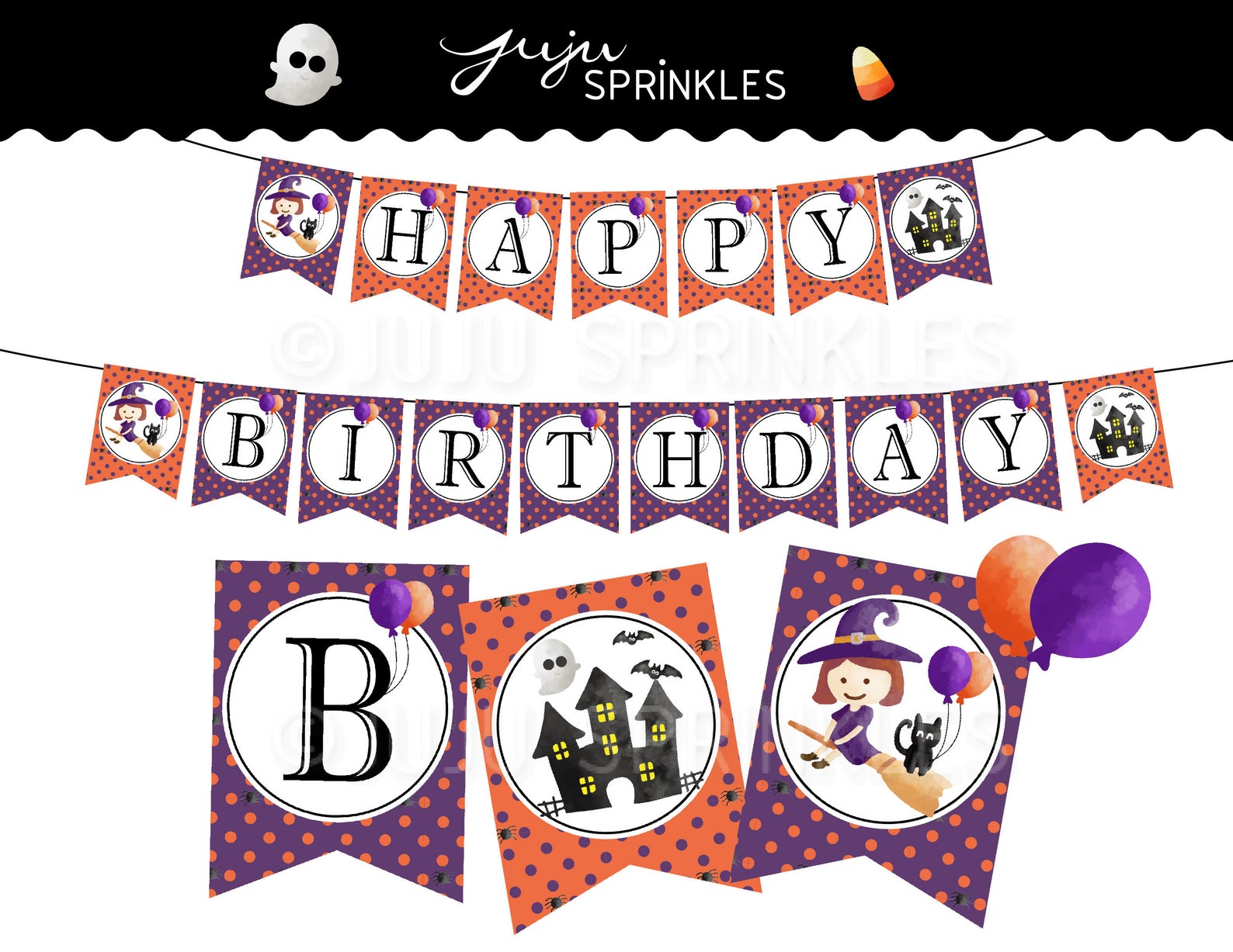 Halloween Birthday Banners, Halloween Party Printable, Halloween Kids ...