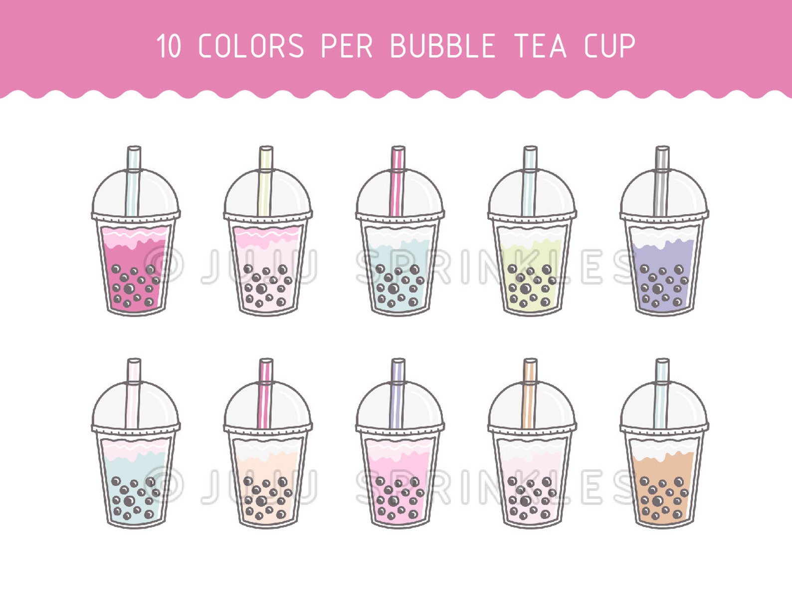 Bubble Tea Clipart, Boba Tea Clipart, Bubble Tea Planner Sticker, Milk ...