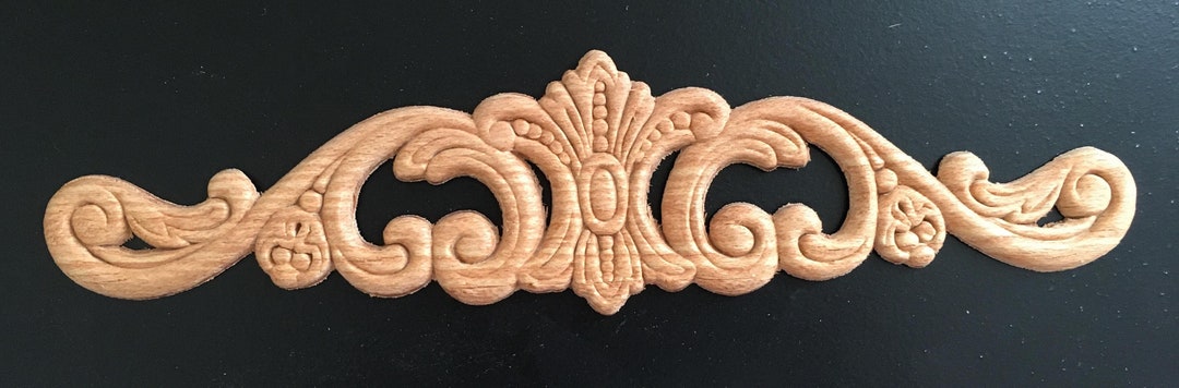 Decorative Wood Applique-furniture Applique-center Piece 10 1/2"x 2 1/2 ...