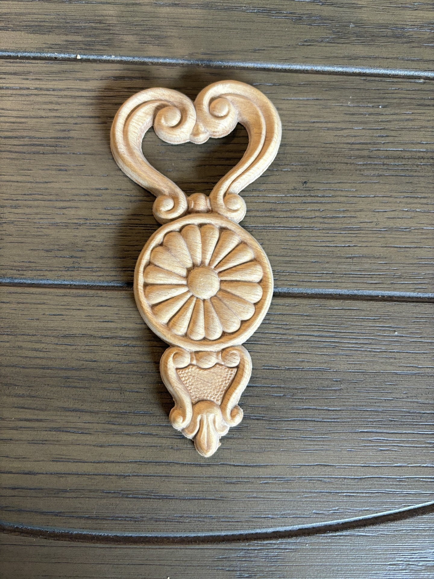 Wood Appliques/round Wood Applique/ Craft Appliques/set of 2 Flower ...