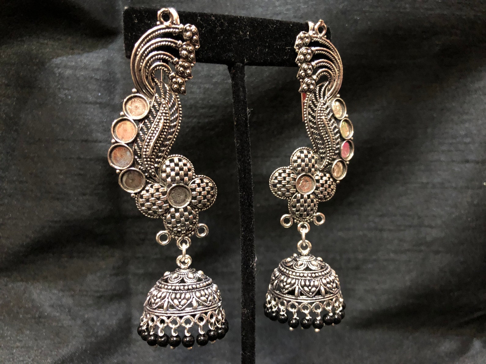 Ear Wrap Pair Indian Jewelry Ear Cover Silver Jhumka Ear | Etsy