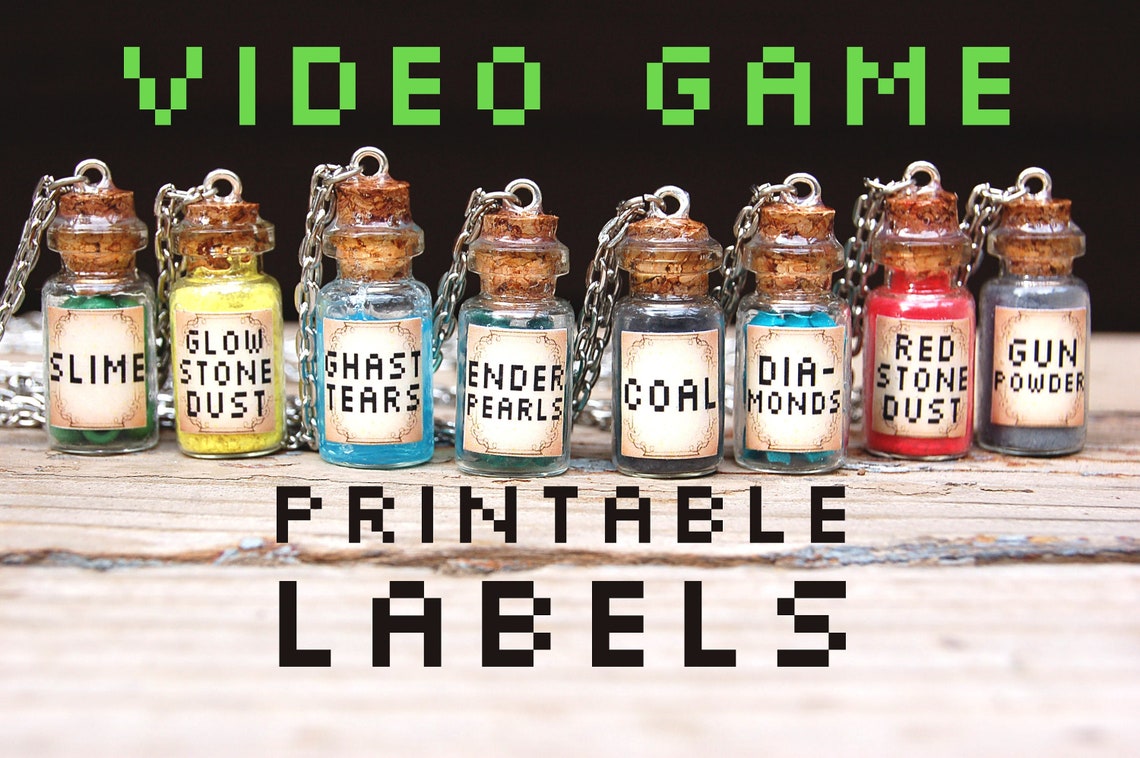 Video Game Printable Labels Mini Labels Miniature Labels Mini Bottle ...