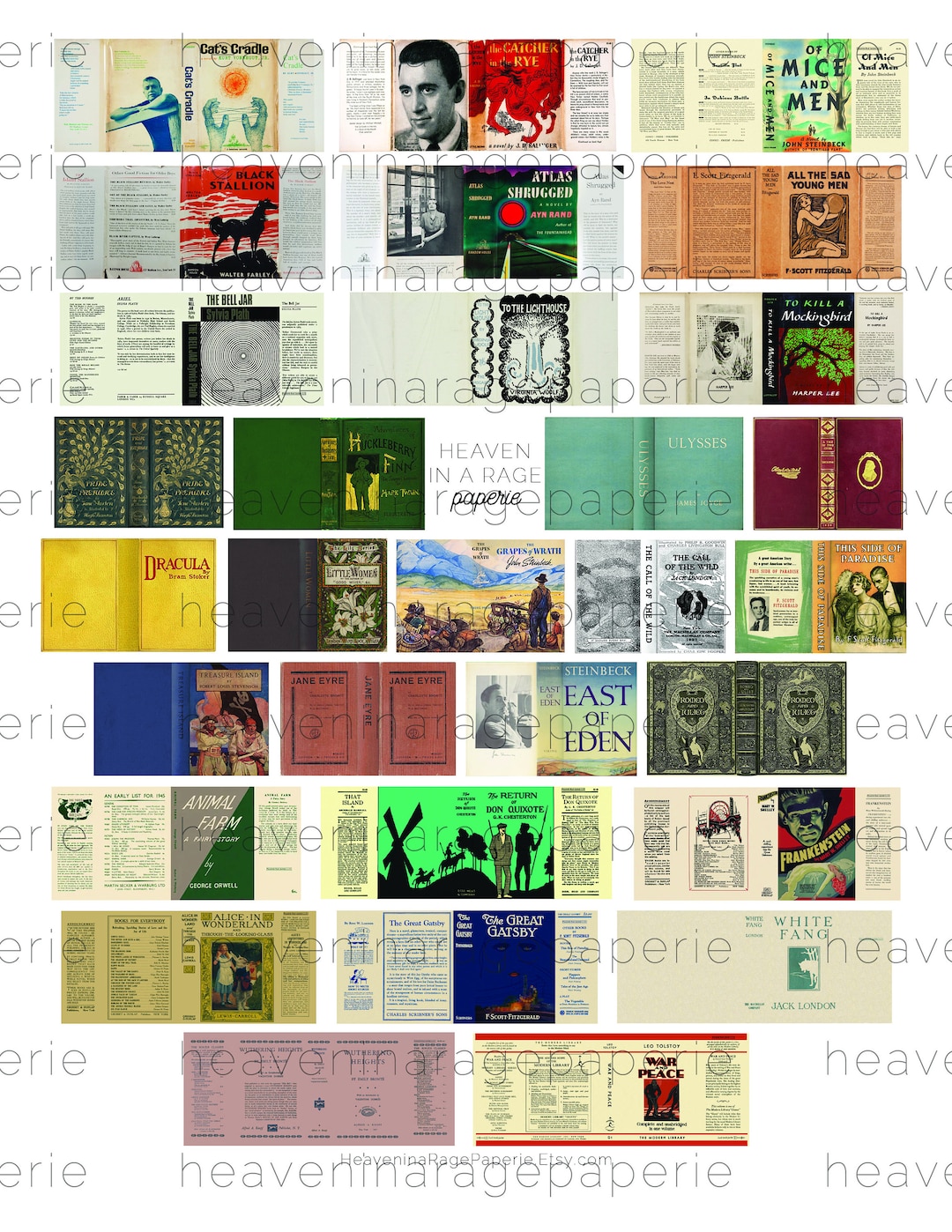 30 Classic Book Covers - Printable Books - Dust Jackets - Miniature 1: ...
