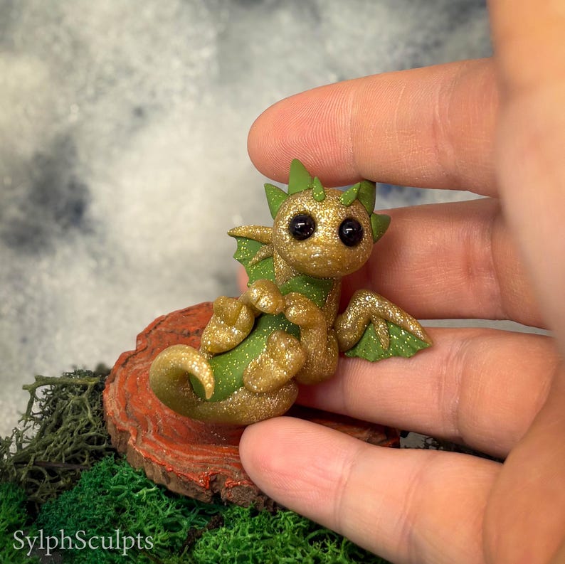Rolling Baby Dragon white-gold and Green - Etsy