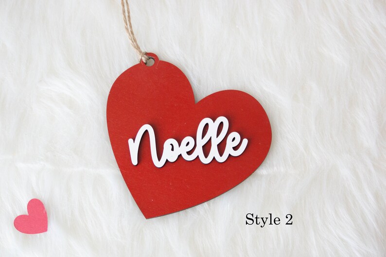 Heart Name Tag Valentine's Day Gift Tag Custom Wood - Etsy