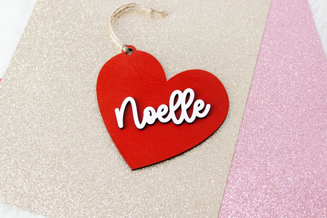 Heart Name Tag Valentine's Day Gift Tag Custom Wood - Etsy