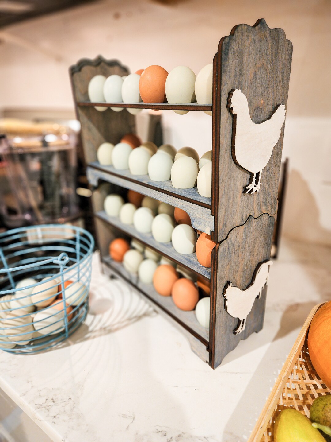 Fresh Egg Holder Farmhouse Egg Stand Chicken Decor Gift for Homesteader ...