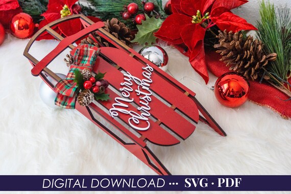 Sled SVG File Christmas Laser Cut File Housewarming Gift | Etsy