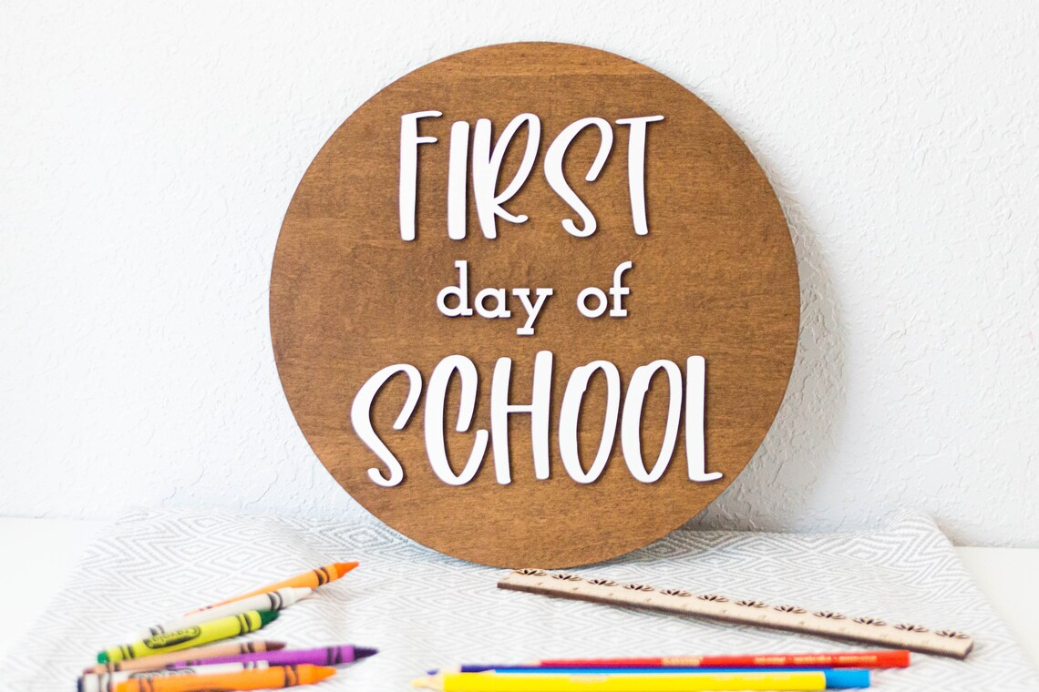 First Day of School Sign Round Back to School Photo Prop | Etsy