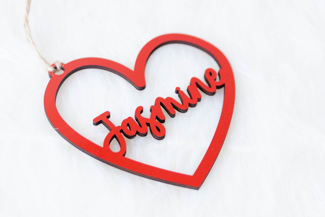 Heart Name Tag Valentine's Day Gift Tag Custom Wood - Etsy