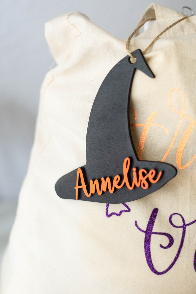 Candy Corn Name Tag - Custom Halloween Gift Tag - Wooden Name Tag ...