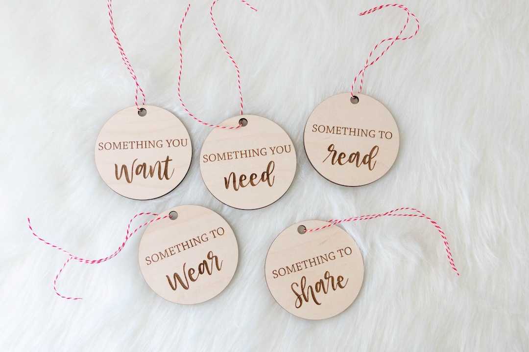 Christmas Gift Tags - Want Need Read Wear Share Gift Tags - Minimal ...