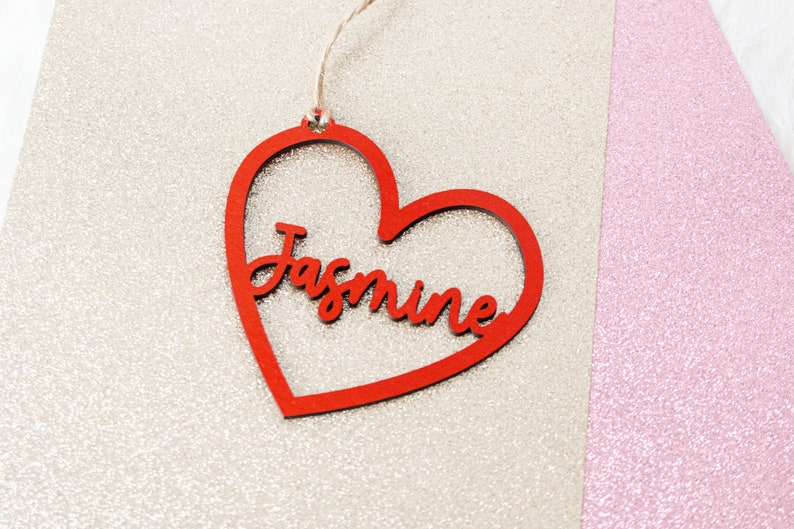 Heart Name Tag Valentine's Day Gift Tag Custom Wood - Etsy