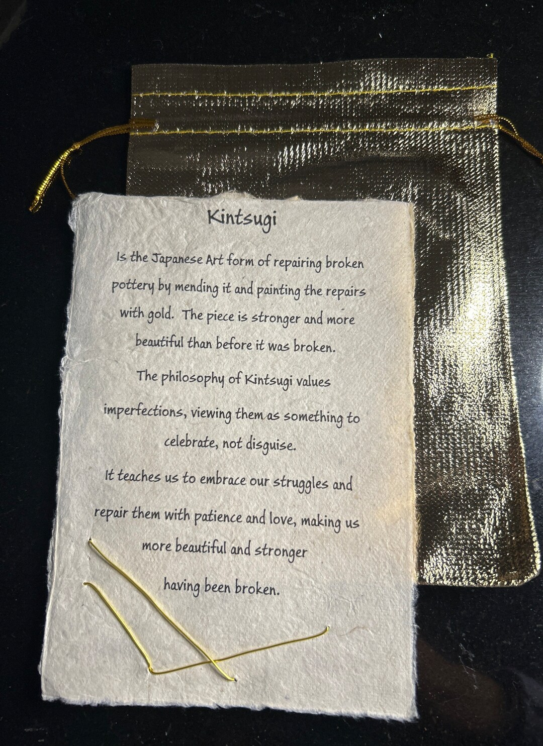 Handmade Kintsugi Card With Gold Bag - Etsy