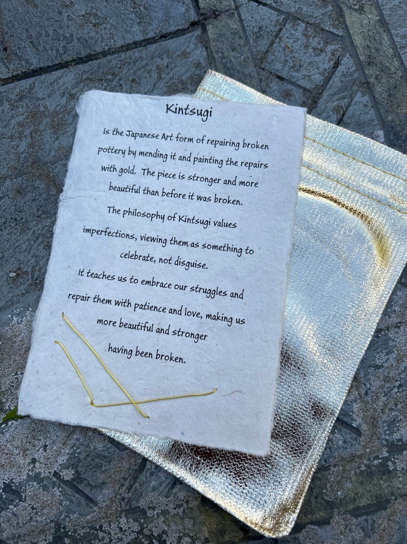 Handmade Kintsugi Card With Gold Bag - Etsy