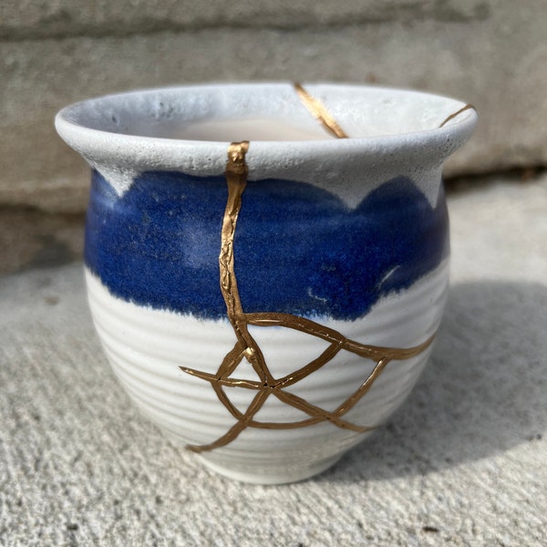 Blue Kintsugi Vase - Etsy
