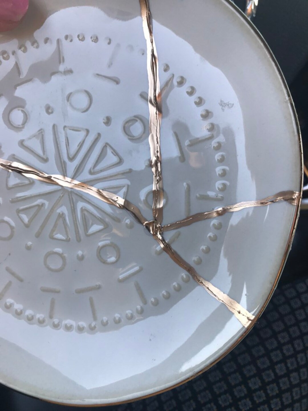 Cream Patterned Kintsugi Plate - Etsy