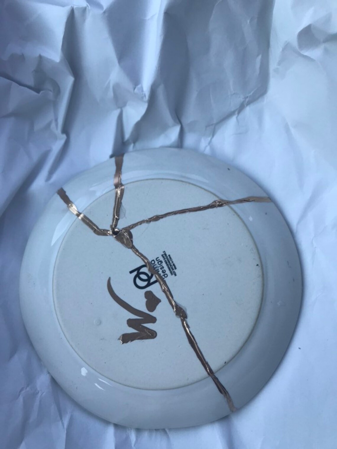 Cream Patterned Kintsugi Plate | Etsy