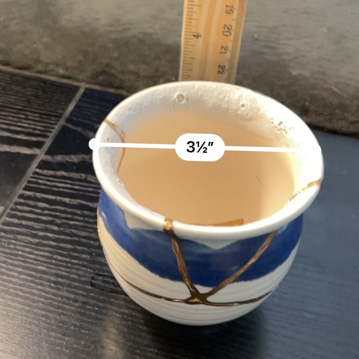 Blue and White Kintsugi Pottery Vase - Etsy