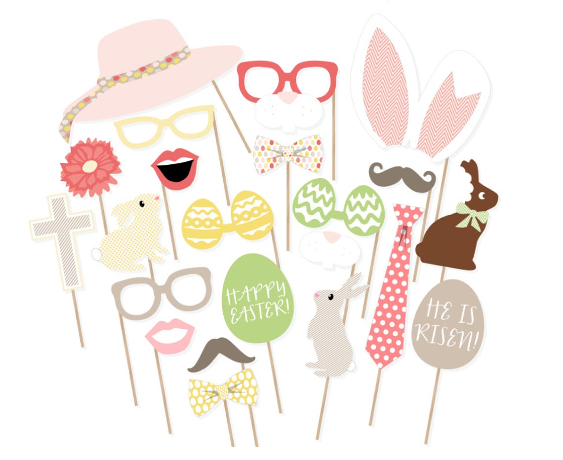 Rustic Easter Photo Booth Props - Printable Spring Photo Booth Props ...
