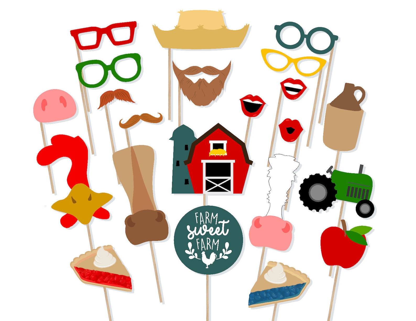 Printable Farm Photo Booth Props Farm Photobooth Props - Etsy
