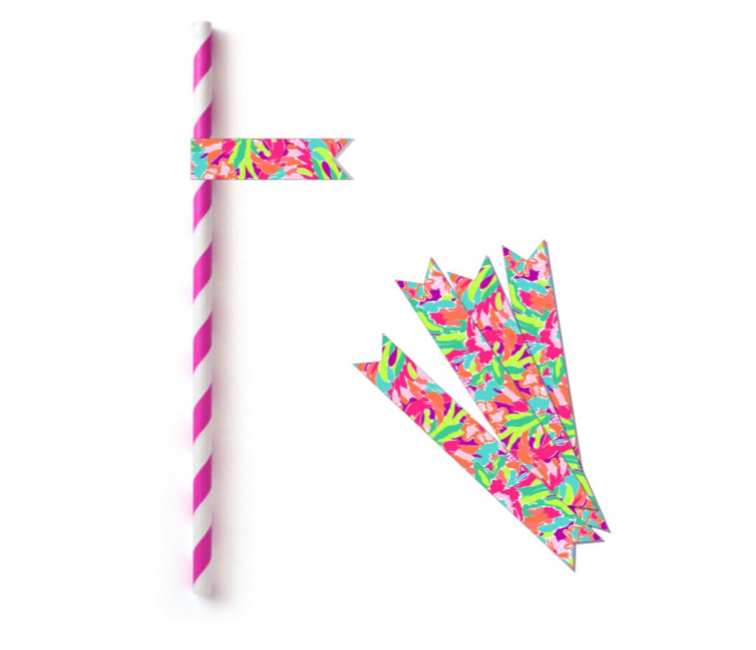 Printable Floral Straw Flags - Hen Party Photobooth Props - Bright ...