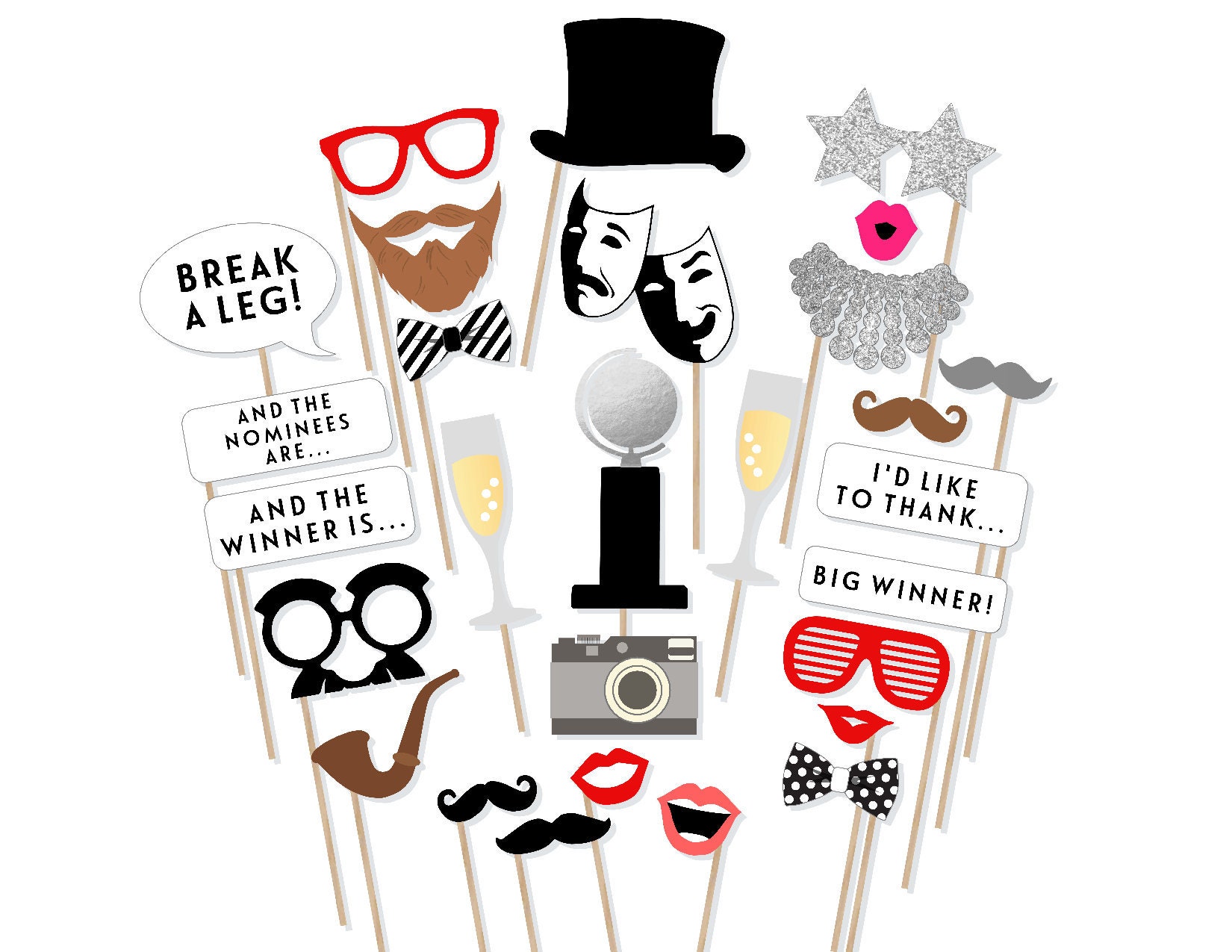 Theater Awards Printable Photo Props Theater Photo Booth - Etsy