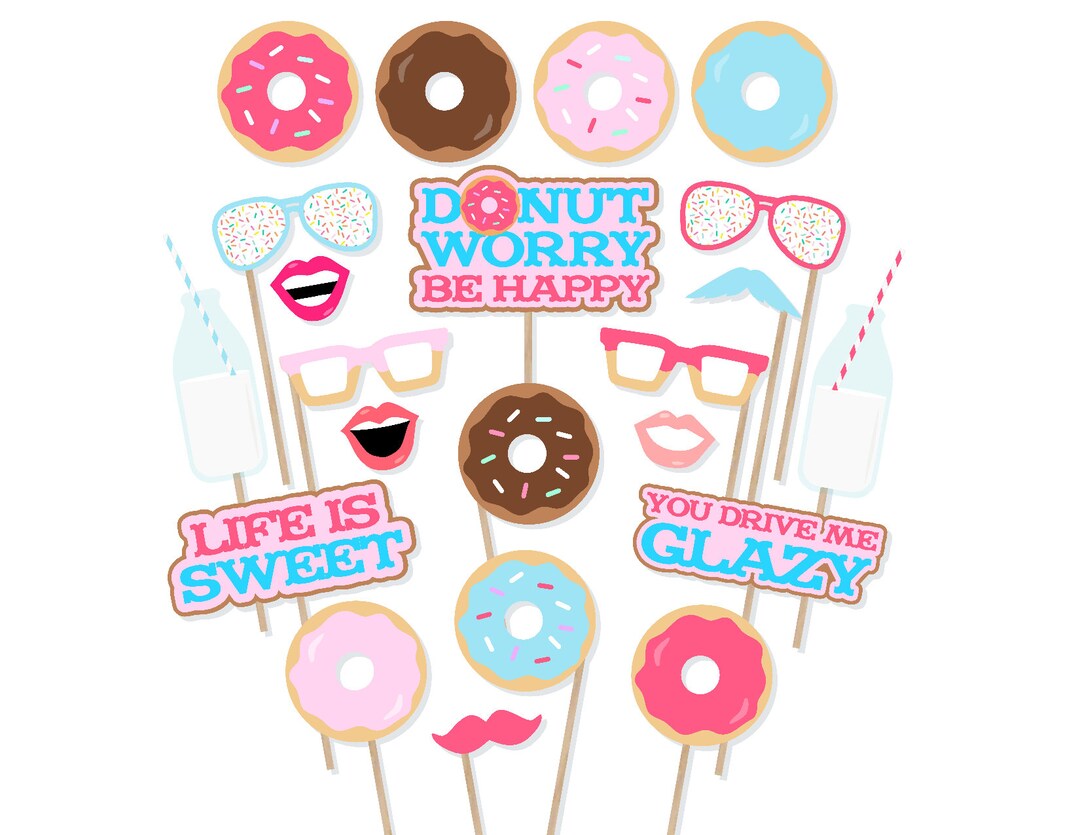 Printable Donut Photo Booth Props Donut Photobooth Doughnut Props Donut ...