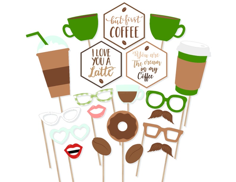 Printable Coffee Photo Booth Props - Espresso Photobooth - Latte Props ...
