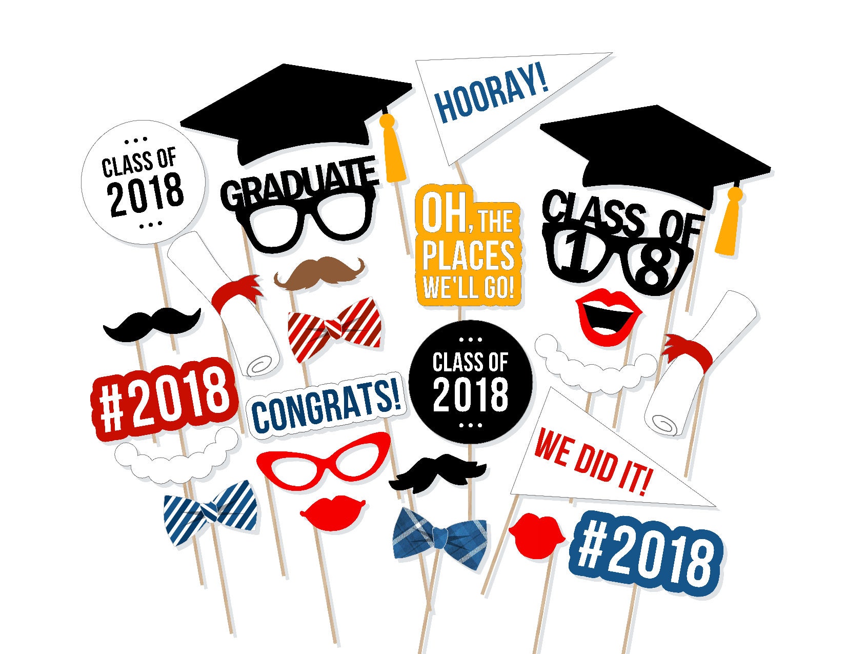 2018 Graduation Photo Booth Props Class of 2018 Photo Booth | Etsy