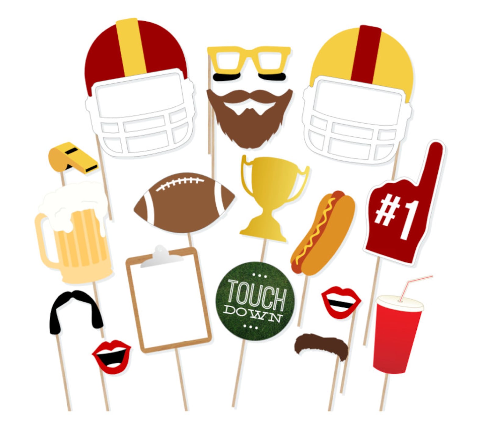 Printable Football Photo Booth Props - Instant Download Football ...