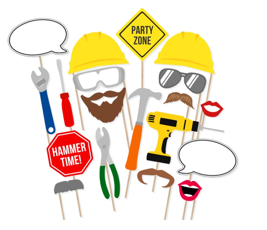 Construction Printable Photo Booth Props - Tools Props - Father's Day ...
