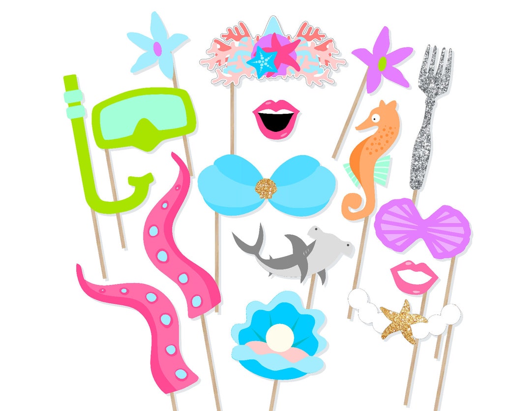Printable Mermaid Photo Booth Props - Mermaid Birthday - Nautical Props ...