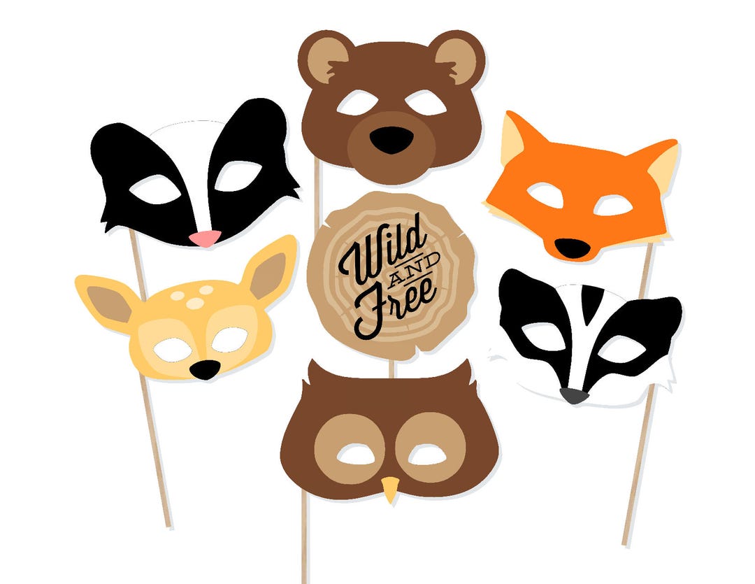 Printable Forest Animals Photo Booth Props - Camping Photo Booth Props ...