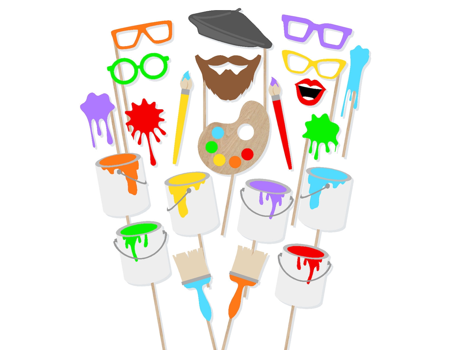 Printable Art Party Photo Booth Props - Art Photobooth Props - Paint ...