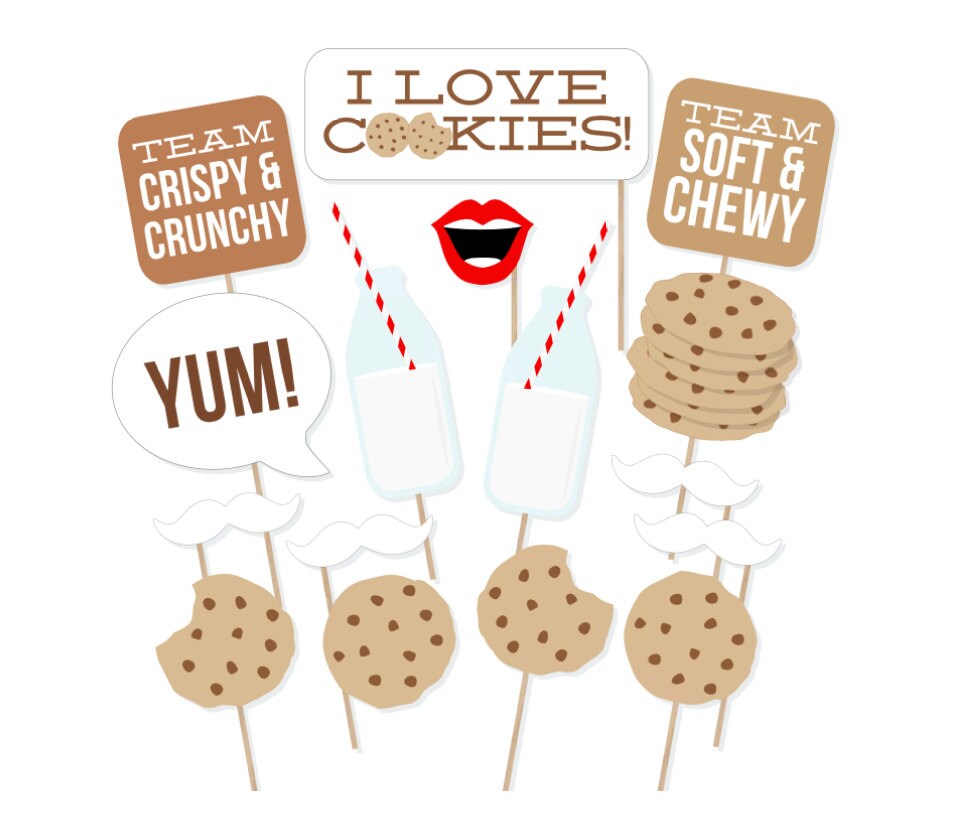 Printable Milk & Cookies Photo Booth Props Milk and Cookies Photobooth ...