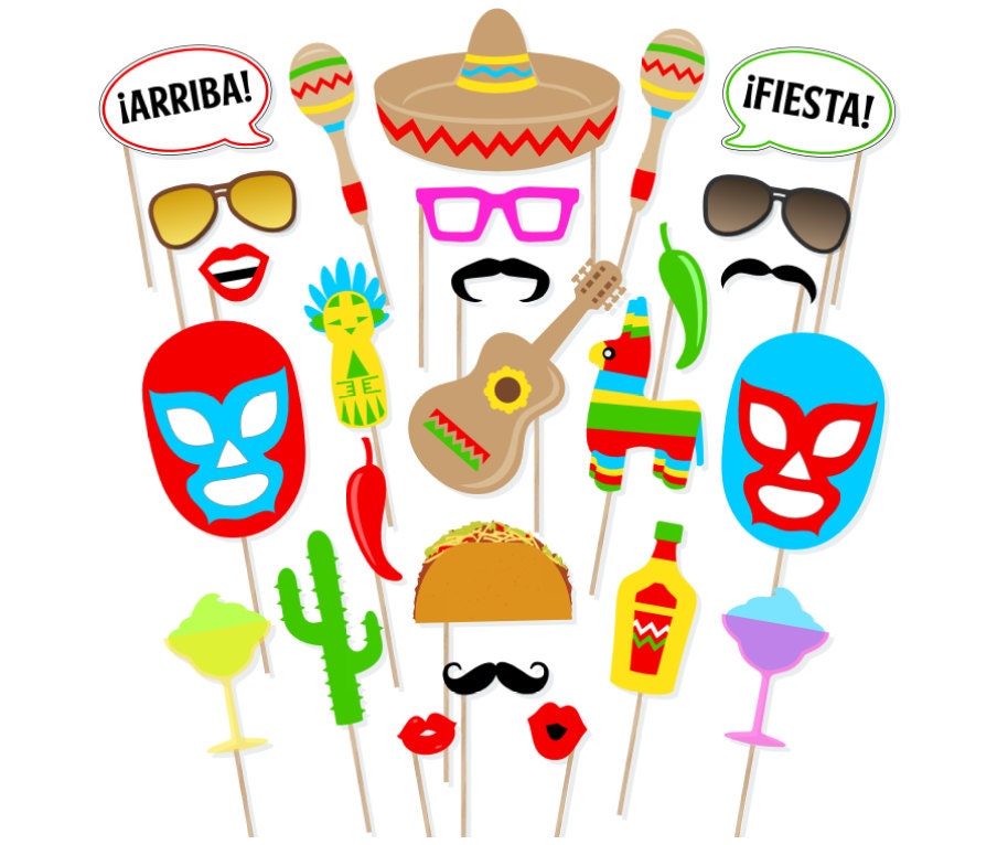 Printable Mexican Fiesta Photo Booth Props - Cinco De Mayo Photo Booth ...