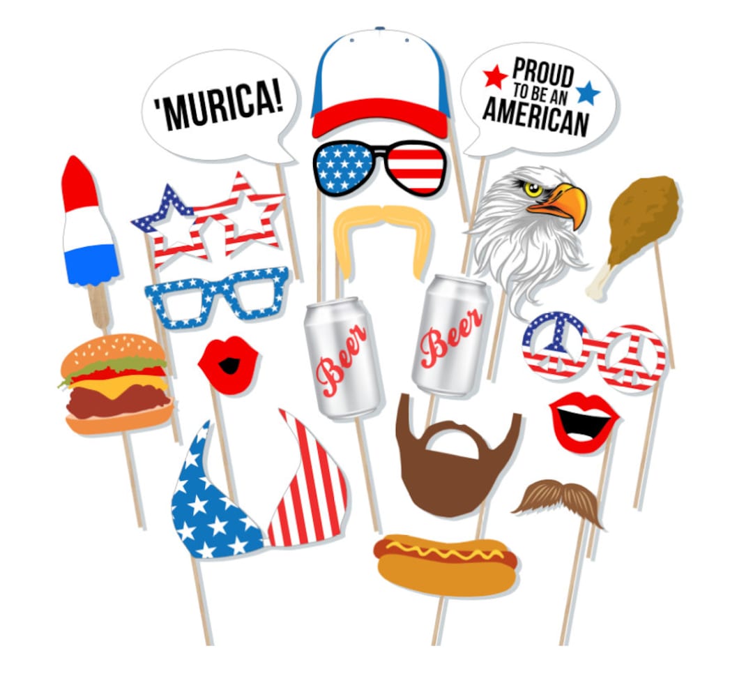 Printable 4th of July Party Photo Booth Props - 4th of July Photo Booth ...