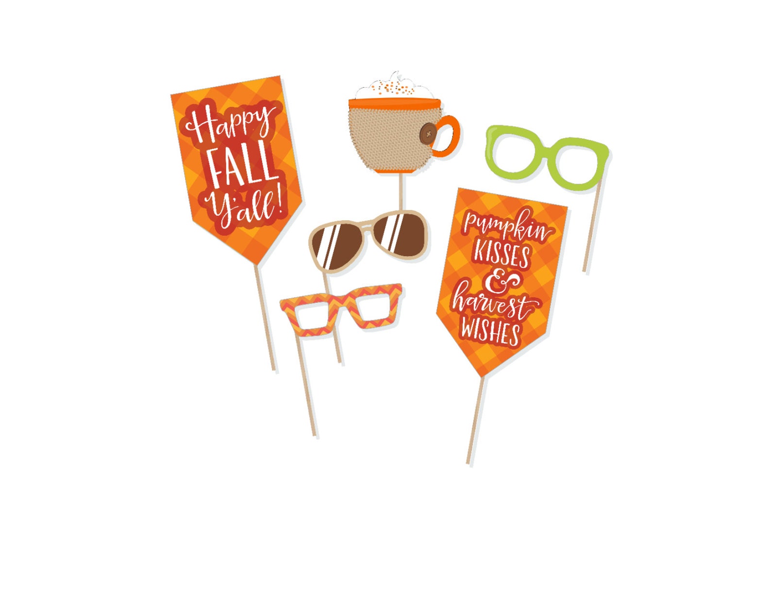 Printable Fall Wedding Photo Booth Props Instant Download | Etsy